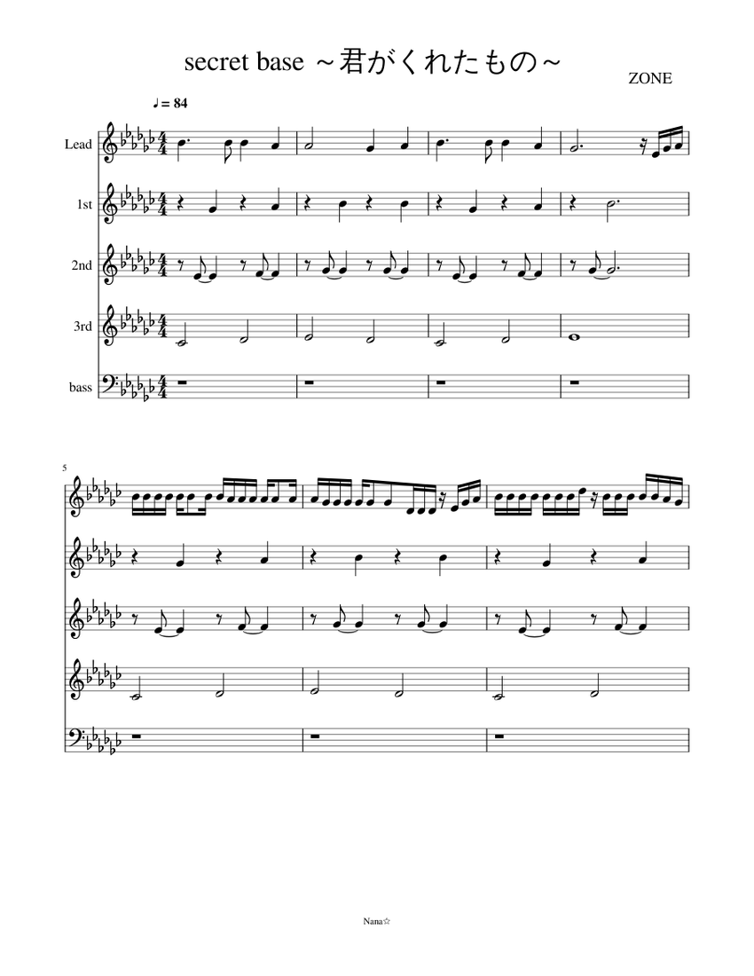 secret base ～君がくれたもの～ Sheet music for Piano (A Capella) | Musescore.com