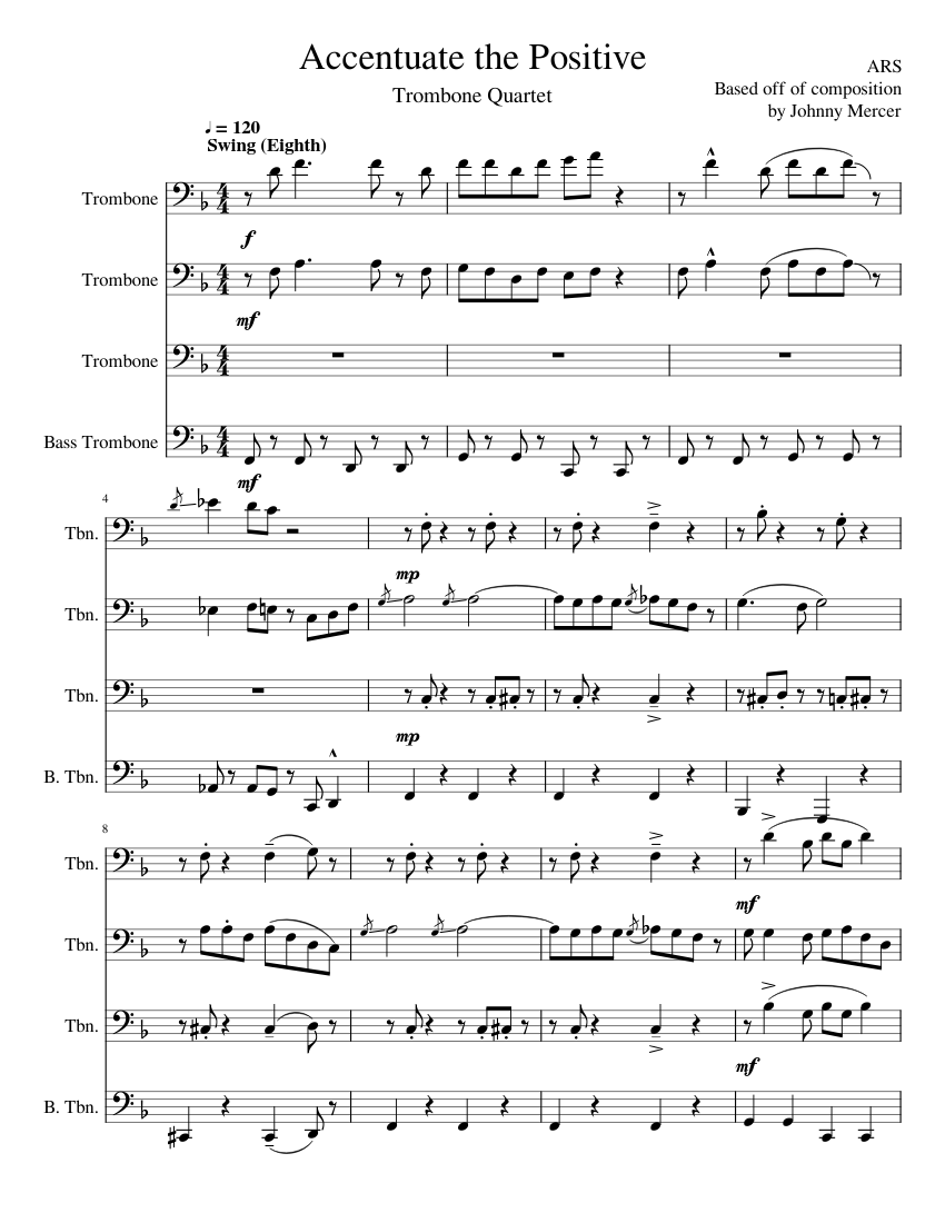 Accentuate_the_Positive Sheet music for Trombone, Trombone bass (Mixed ...