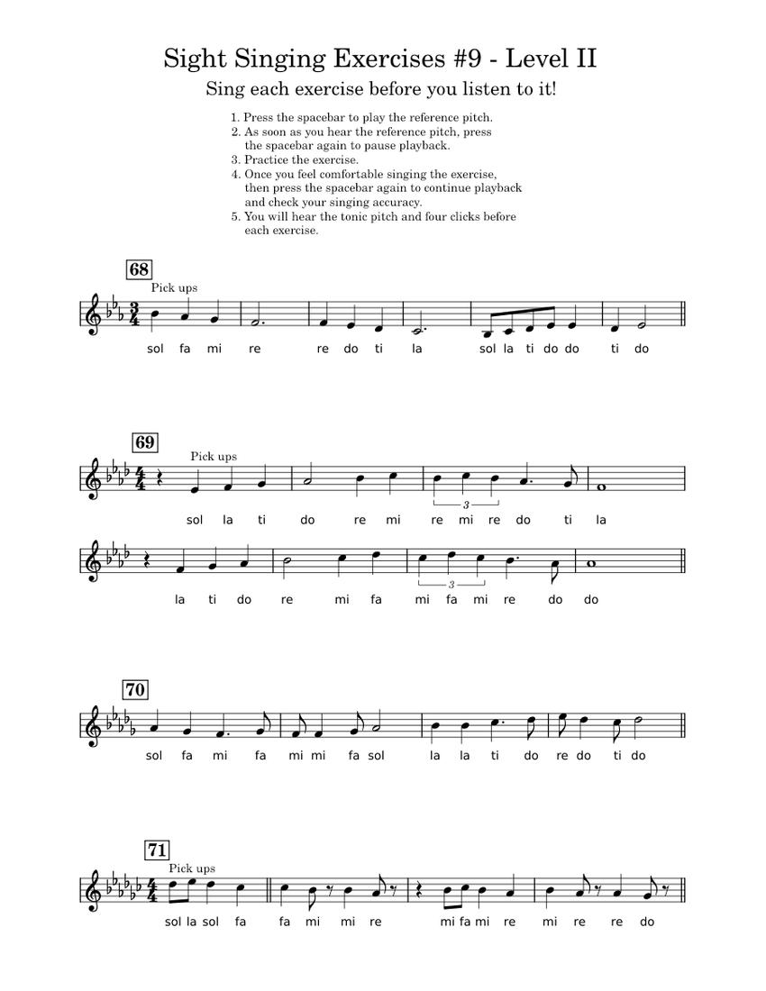 Sight Singing Exercises #9-Level II Sheet music for Vocals (Solo) | Musescore.com