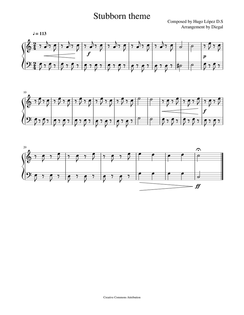 Stubborn theme Sheet music for Piano (Solo) | Musescore.com