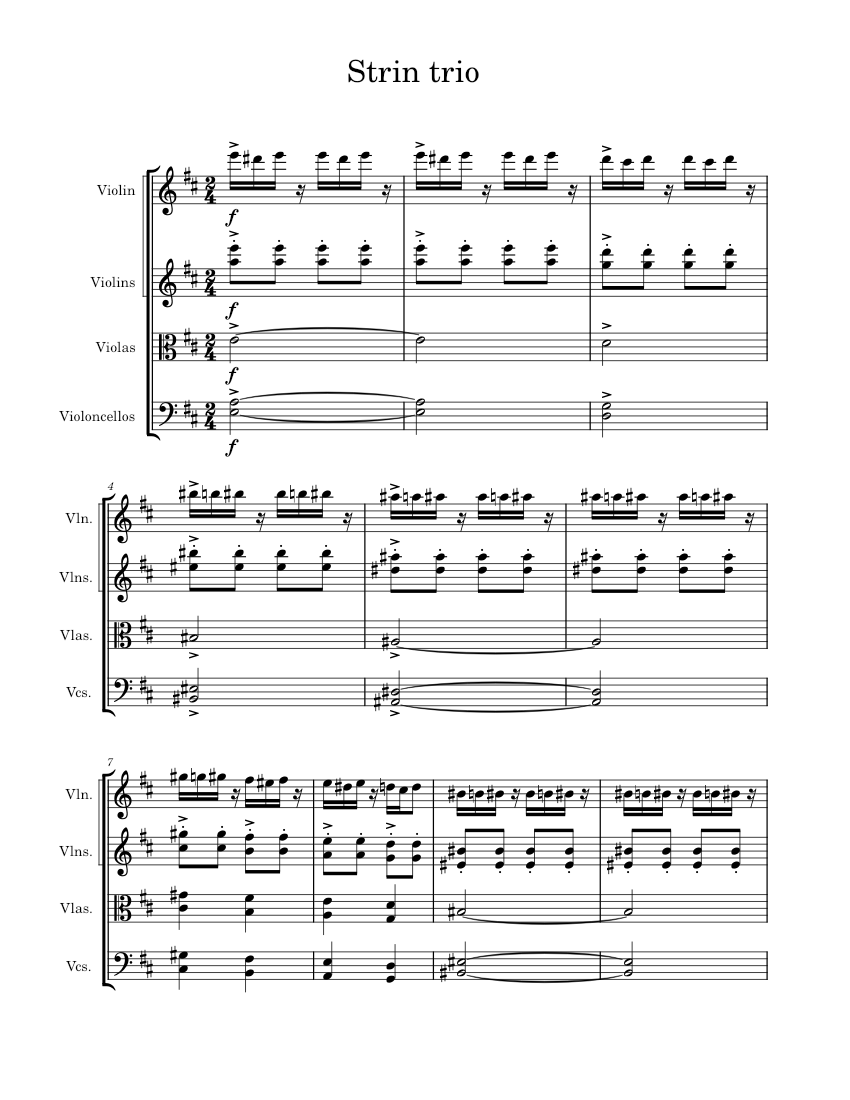 Unfinished Sheet music for Violin, Strings group (String Quartet) | Musescore.com