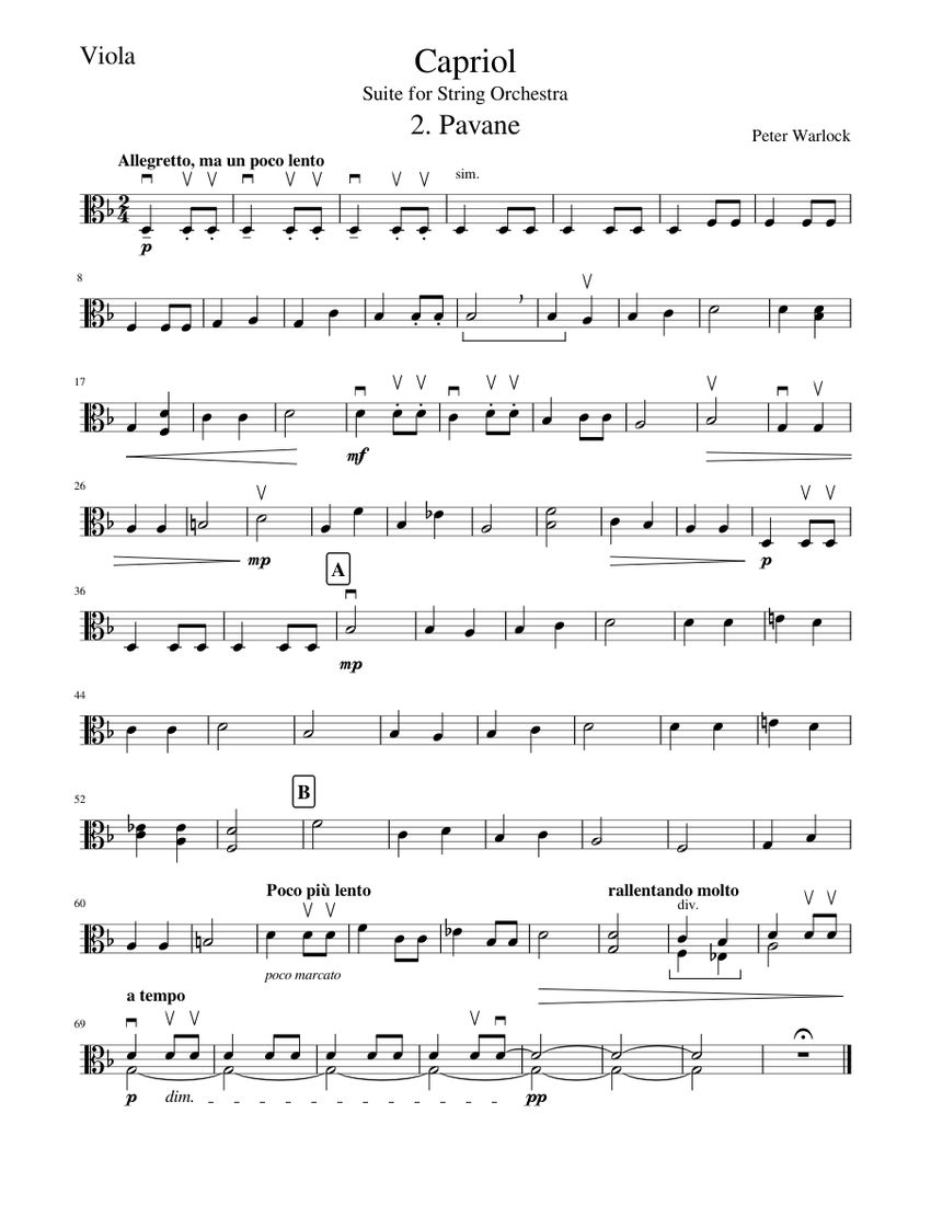 2 Pavane Sheet music for Viola (Solo) | Musescore.com