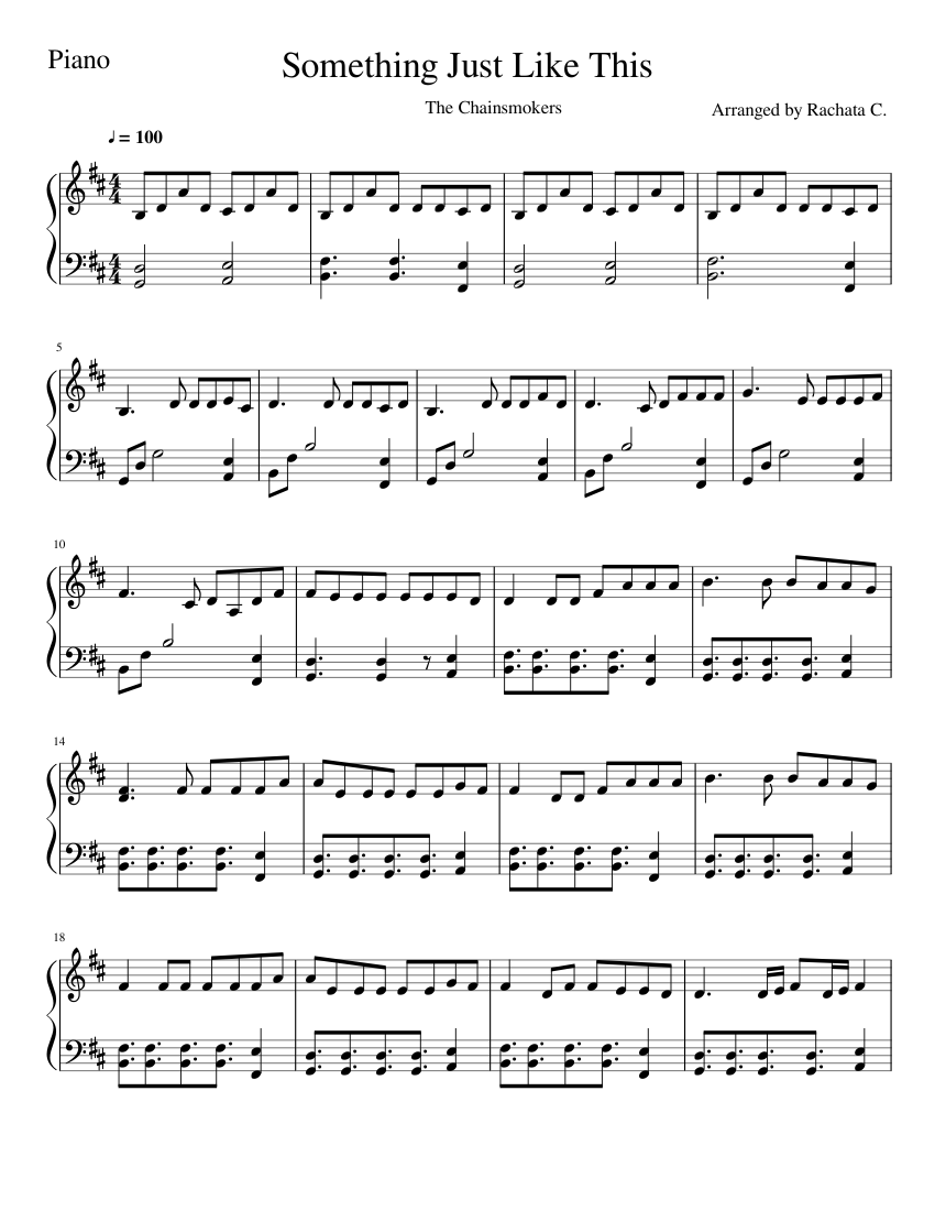 Something Just Like This Simple Sheet music for Piano (Solo ...