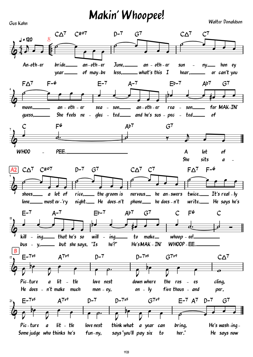 Makin' Whoopee! (Lead sheet with lyrics ) Sheet music for Piano (Solo ...