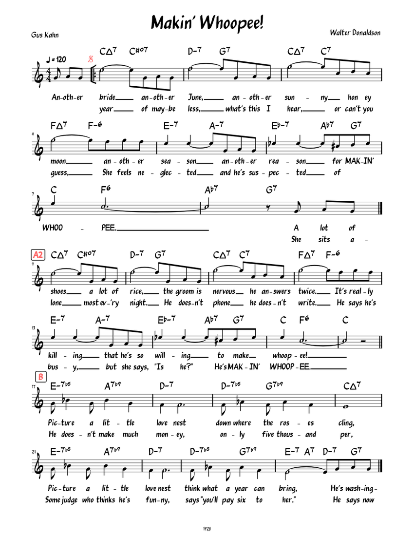 Makin' Whoopee! (Lead sheet with lyrics ) Sheet music for Piano (Solo ...