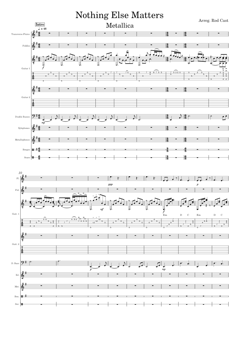 Nothing Else Matters – Metallica (arreg. Rod Cast) Sheet music for ...