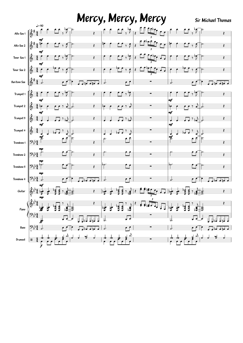 Mercy, Mercy, Mercy Sheet Music for Piano, Trombone, Saxophone alto ...