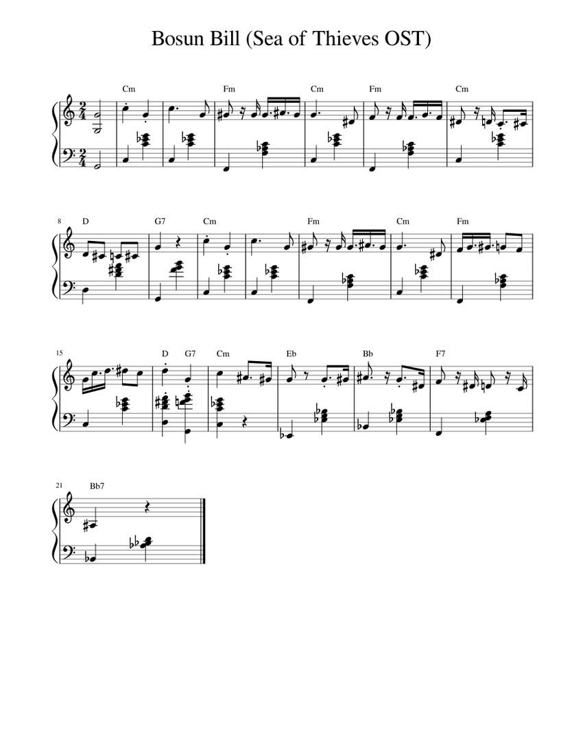 Bosun Bill - Sea of Thieves OST Sheet music for Accordion (Solo ...