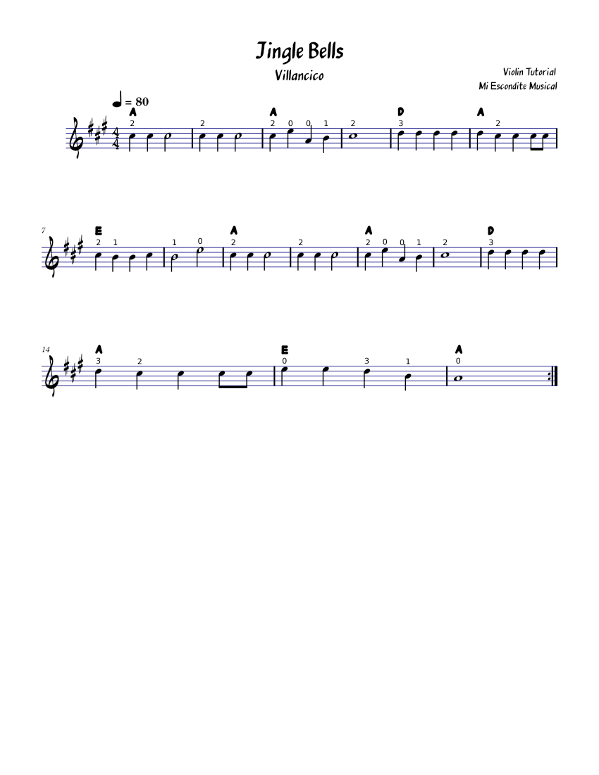 Jingle Bells-Violin Sheet Music with Chords for Violin (Solo ...