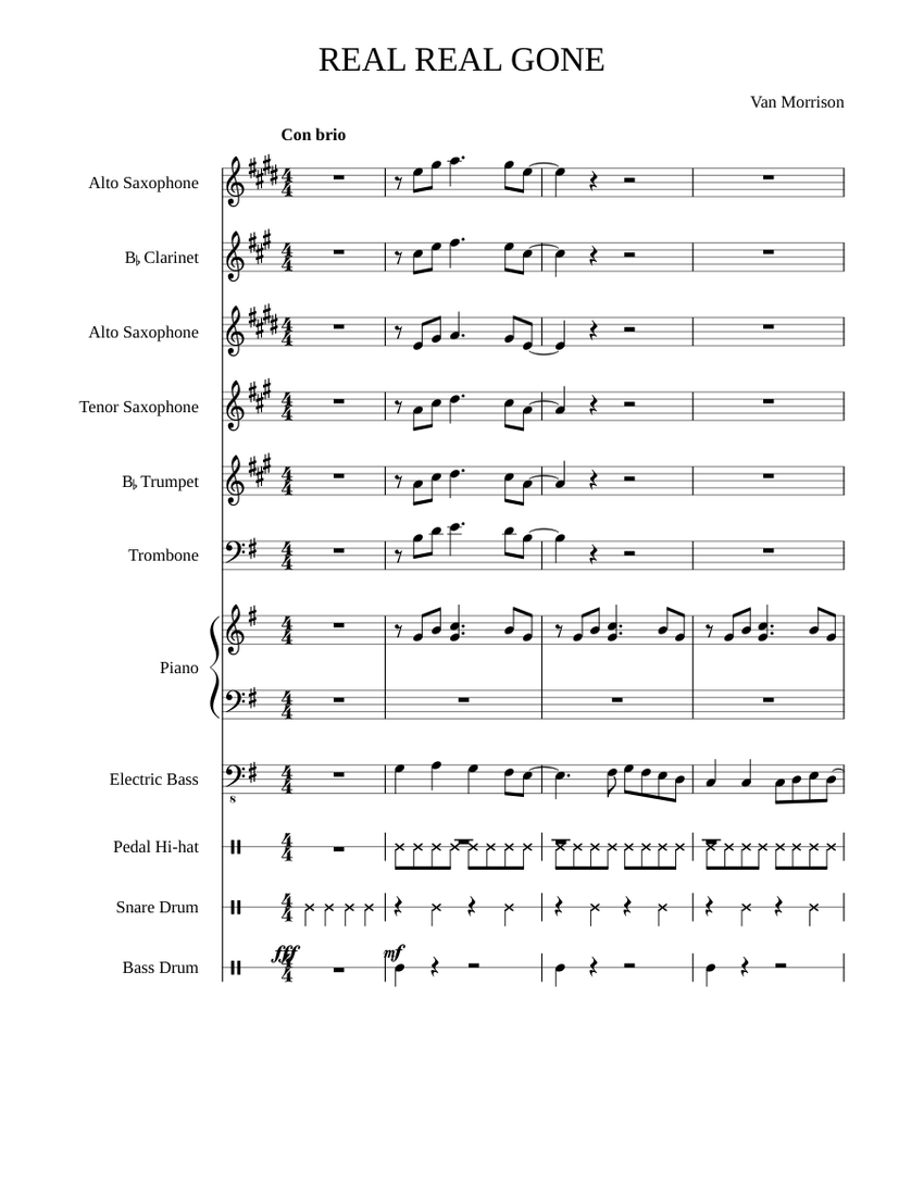 Real Real Gone (Van Morrison) Sheet music for Piano, Trombone (Solo ...
