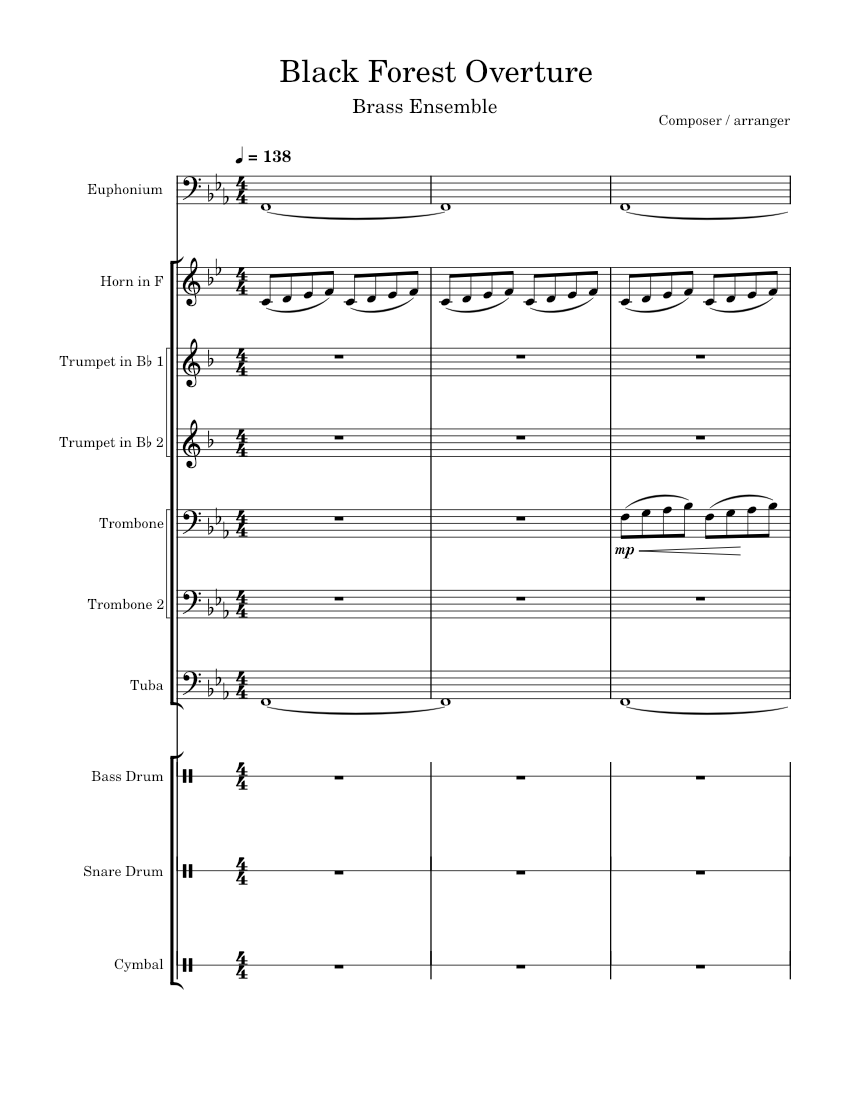 Black Forest Overture Sheet Music for Trombone, Tuba, French horn ...