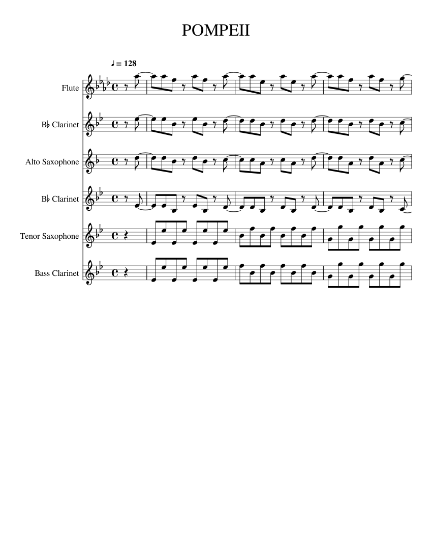 Pompeii Sheet music for Flute, Clarinet (Mixed Trio) | Download and ...
