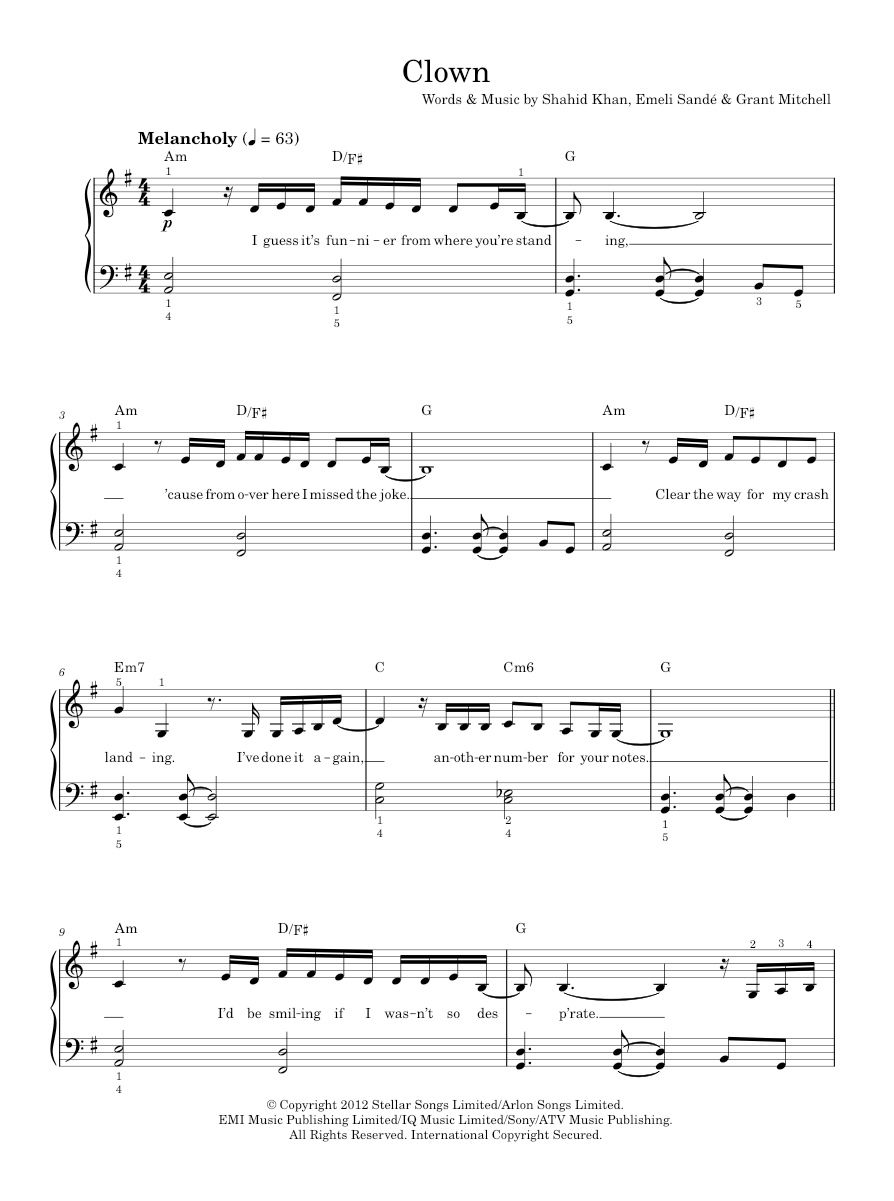 Clown Sheet music for Piano: Music Notes