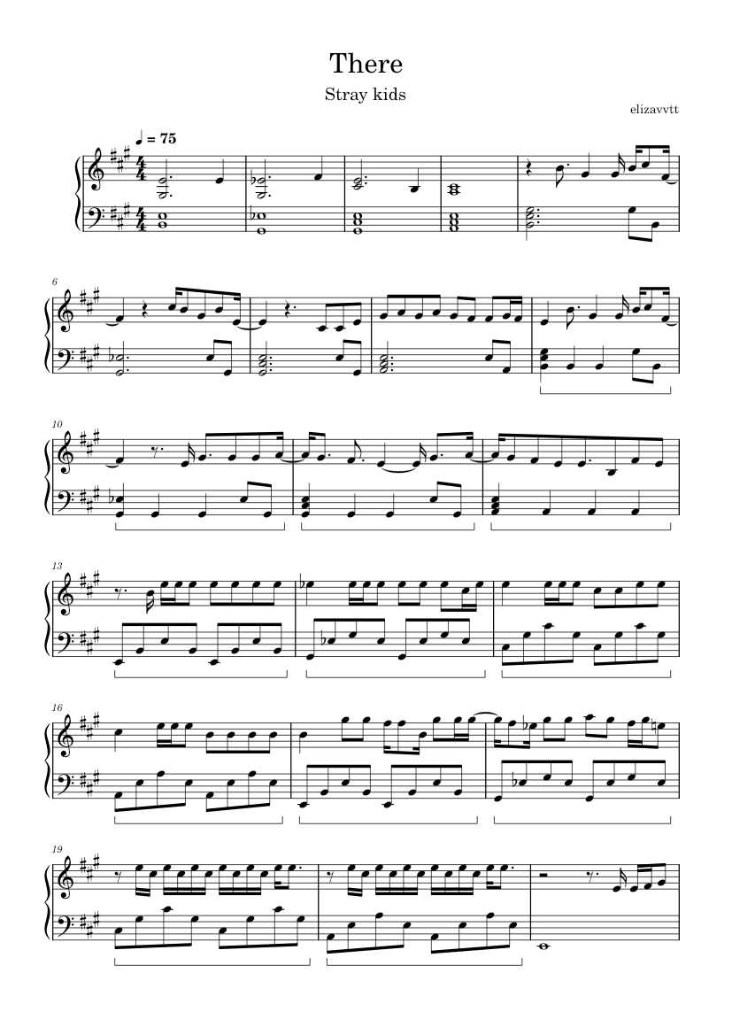There – Stray Kids (스트레이 키즈) . Sheet music for Piano (Solo) Easy ...