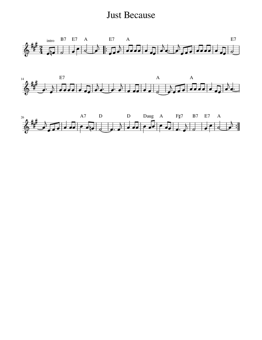 Just Because Sheet music for Piano (Solo) Easy | Musescore.com