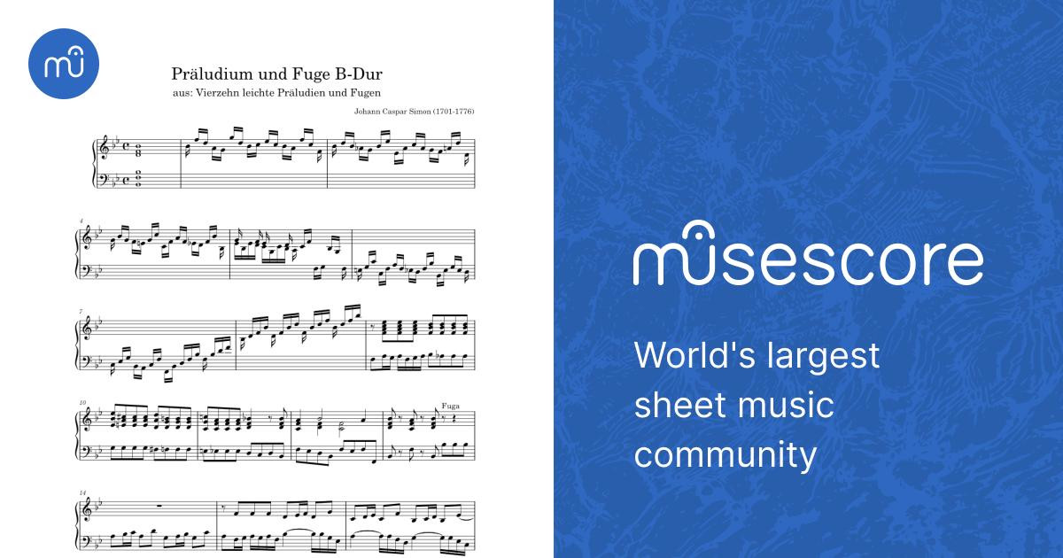 Präludium und Fuge B-Dur – Johann Caspar Simon Sheet music for Piano ...