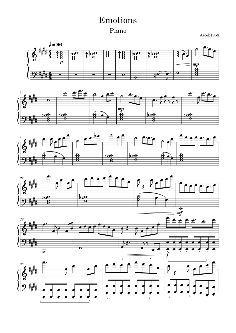 Emotions - Piano Solo Sheet music for Piano (Solo) | Musescore.com