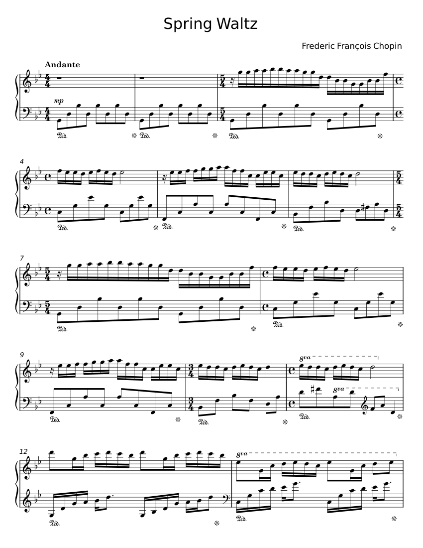 Spring Waltz - Frédéric Chopin Sheet Music for Piano (Piano Duo ...