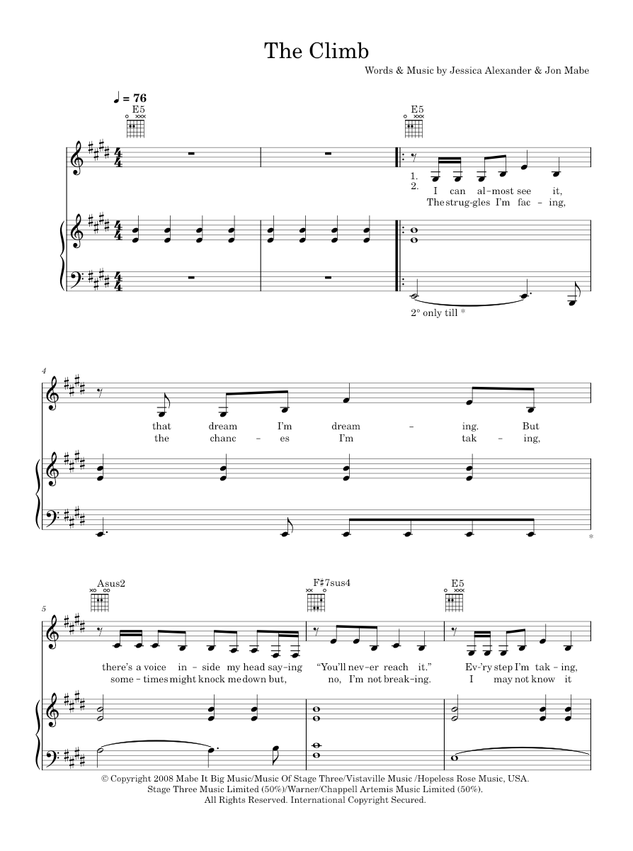 the climb Sheet music for Piano, Vocals by Miley Cyrus Official ...