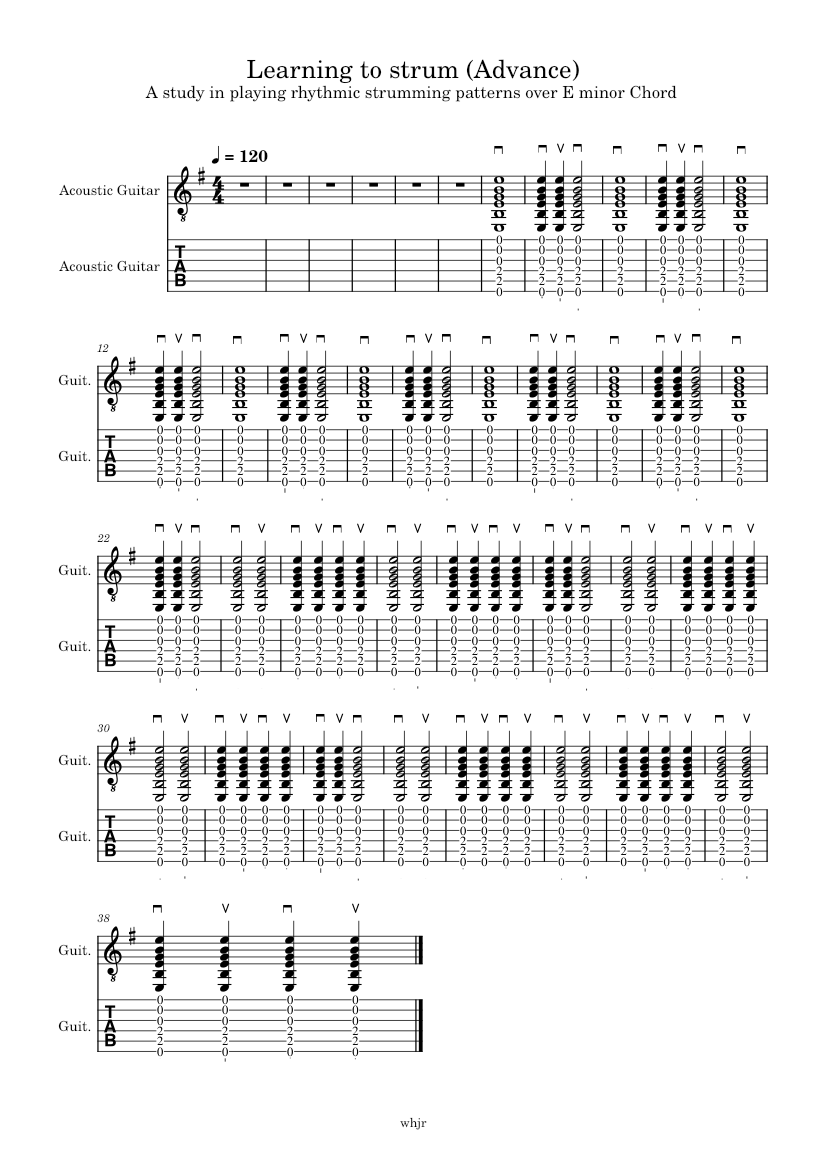 GTR42-M5 Learning to strum Advance A study in strumming patterns over E ...