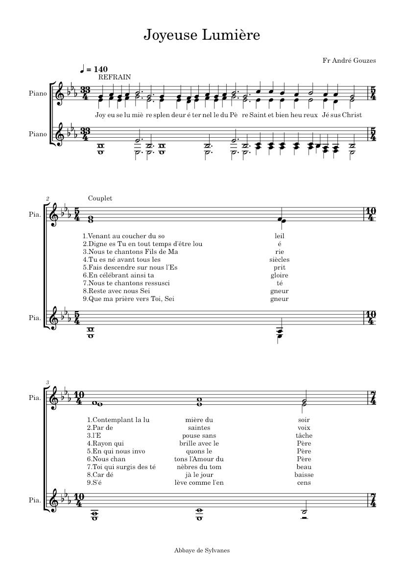 Joyeuse Lumière - P1 – André Gouzes 01 Joyeuse Lumière Sheet Music for ...