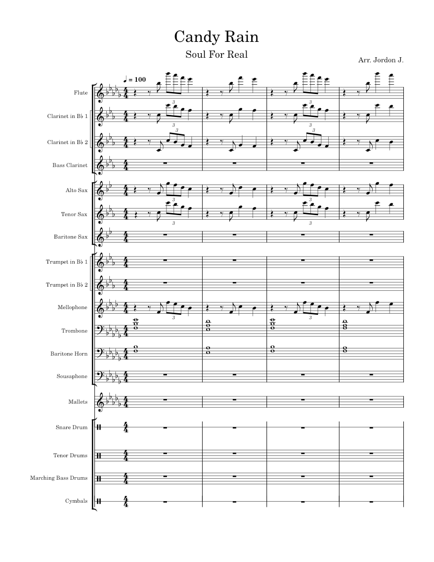 Candy Rain - Soul For Real Sheet Music for Trombone, Tuba, Flute ...