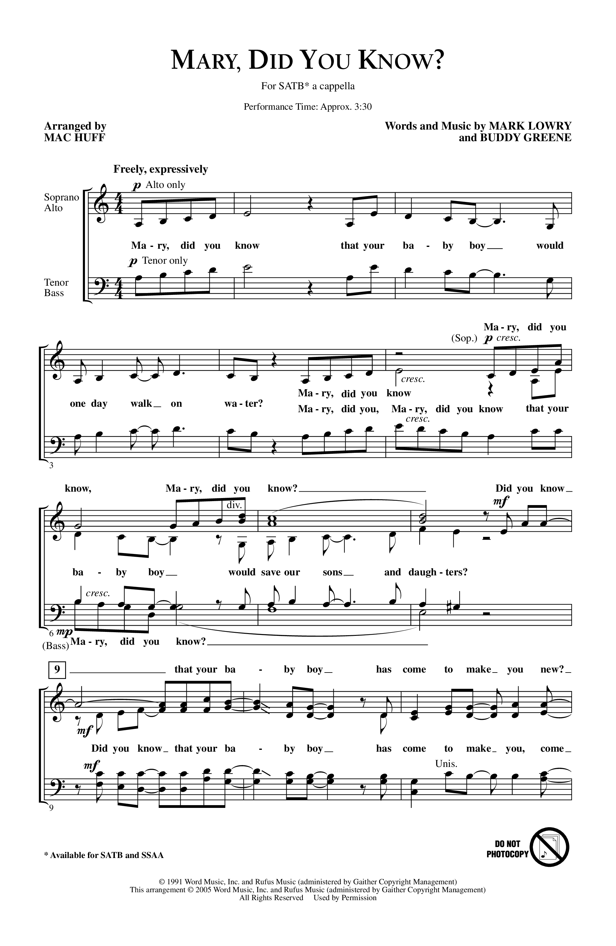 Play Official version of Mary did you know Sheet Music by Kathy Mattea ...
