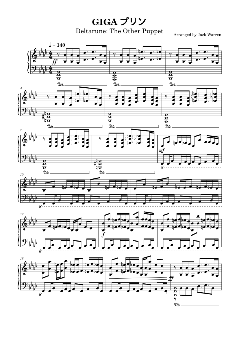 GIGA プリン – Kibo GIGA プリン – Deltarune: The Other Puppet Sheet Music for ...