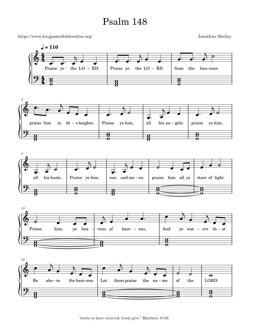 Psalm 148 Sheet music for Piano (Solo) | Musescore.com