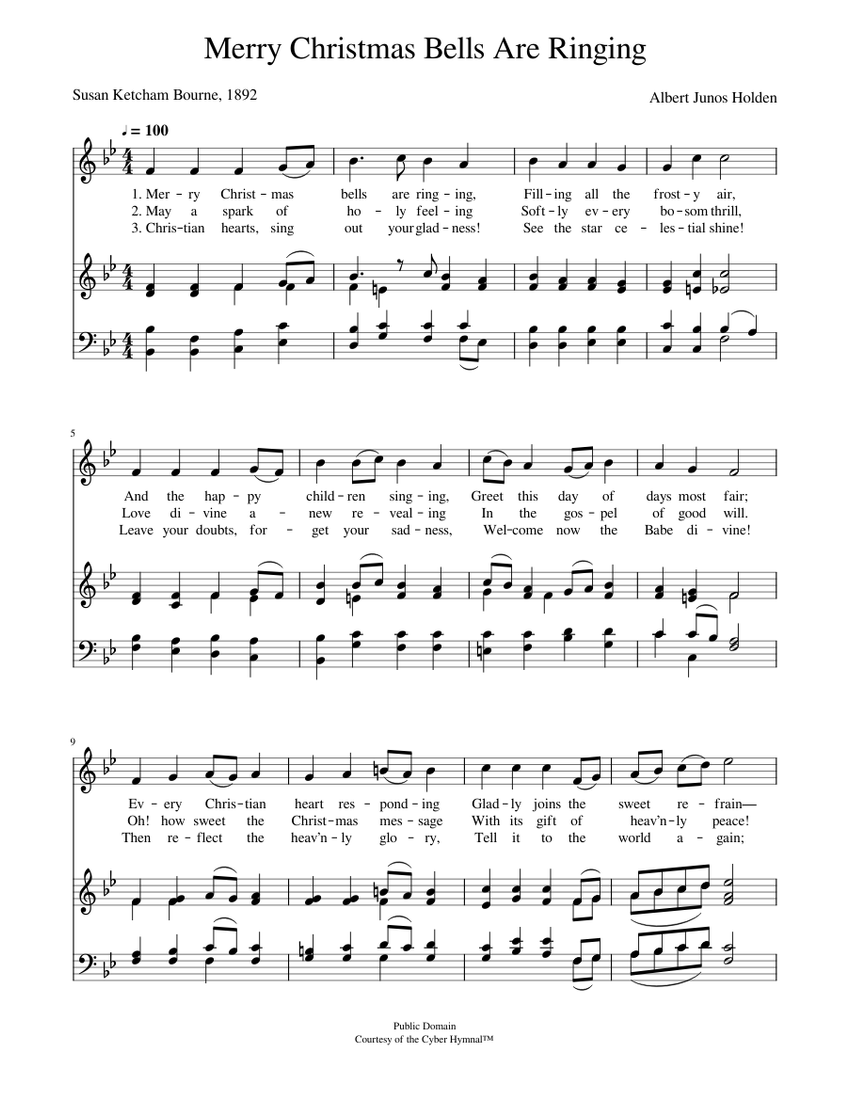 Merry christmas bells are ringing (bourne) - Albert J. Holden Sheet ...