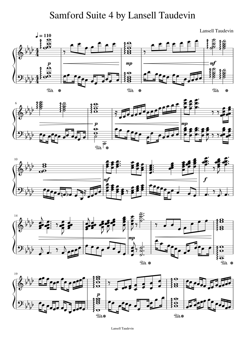 Samford Suite 4 by Lansell Taudevin Sheet music for Piano (Solo ...