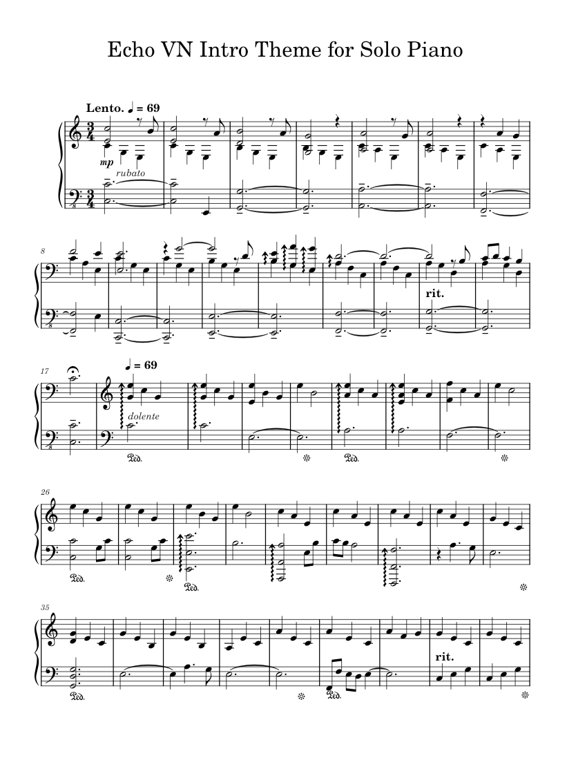 Echo Title Theme – Echo Project Echo Intro Theme Sheet music for Piano ...