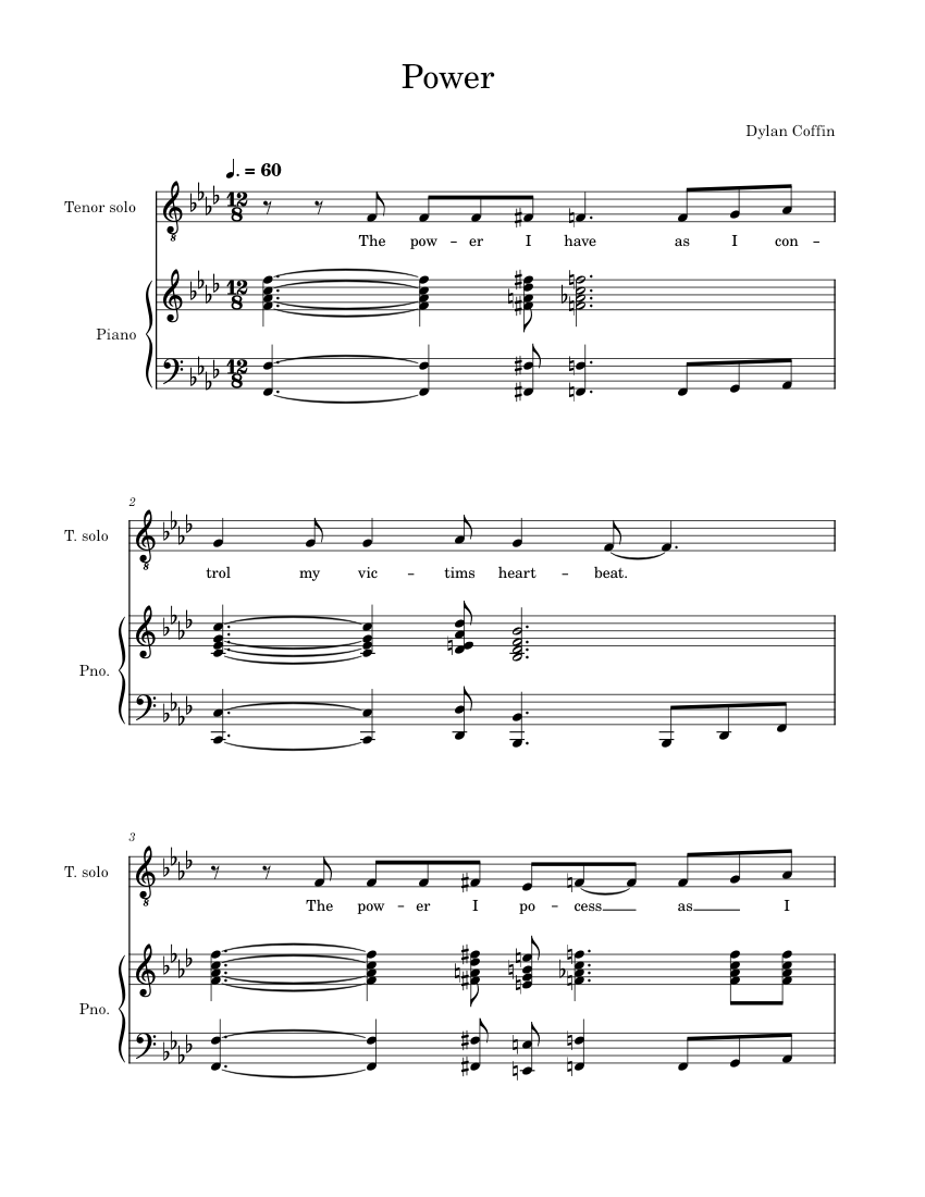 Power Sheet music for Piano, Tenor (Piano-Voice) | Musescore.com