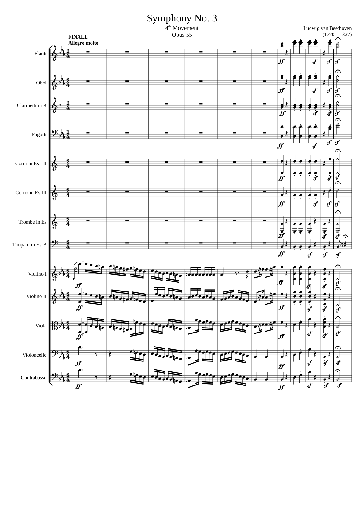Symphony No. 3, 4th Movement Sheet Music for Flute, Oboe, Clarinet in b ...