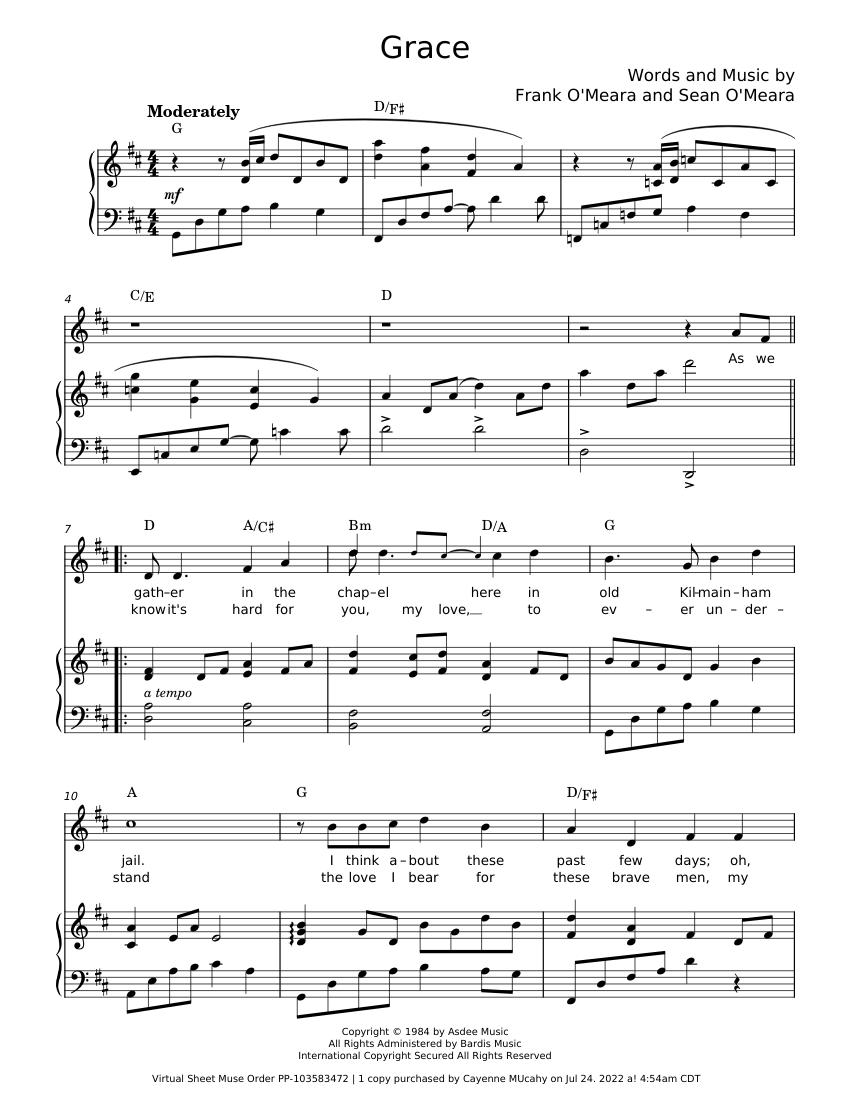 Grace - Rod Stewart Sheet Music with Chords for Piano, Vocals (Mixed ...