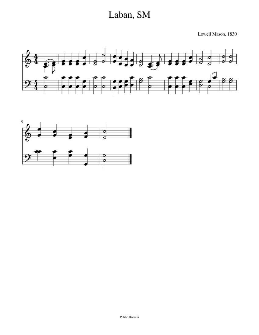 Laban - Lowell Mason Sheet music for Piano (Piano Duo) | Musescore.com