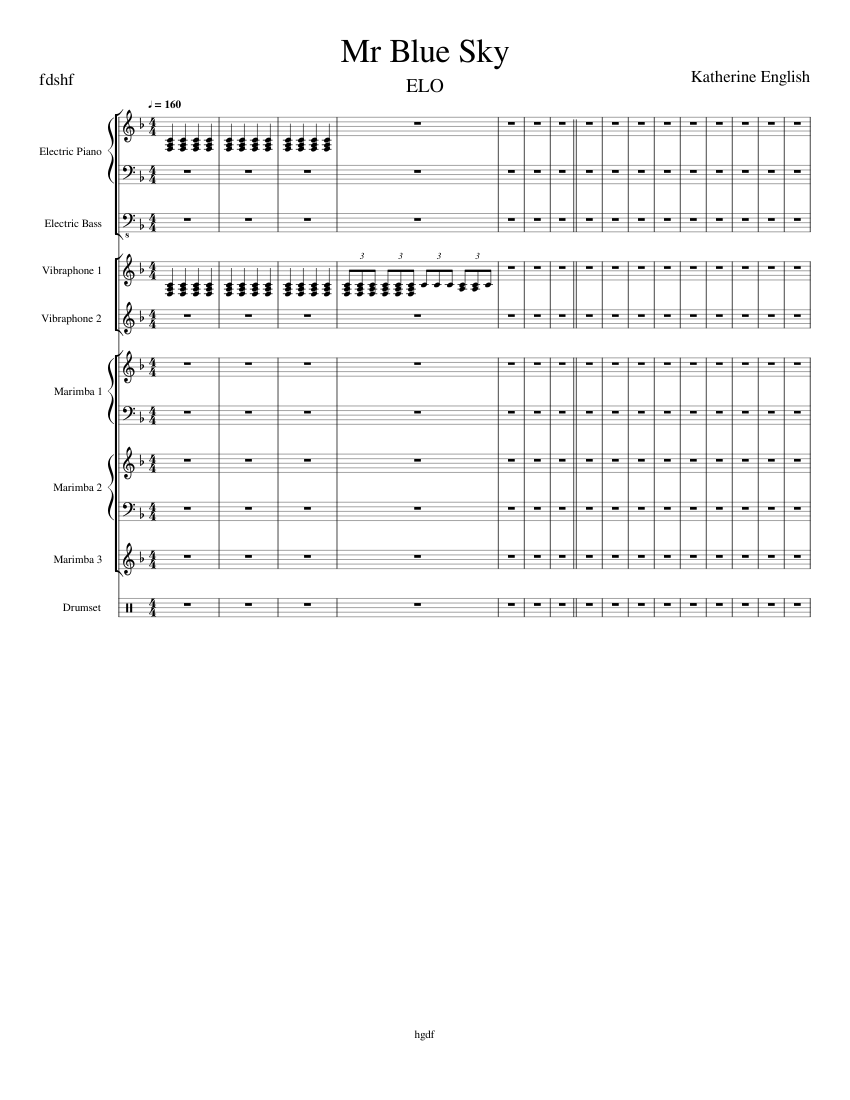 Mr_Blue_Sky Sheet music for Piano, Vibraphone, Bass guitar, Drum group ...