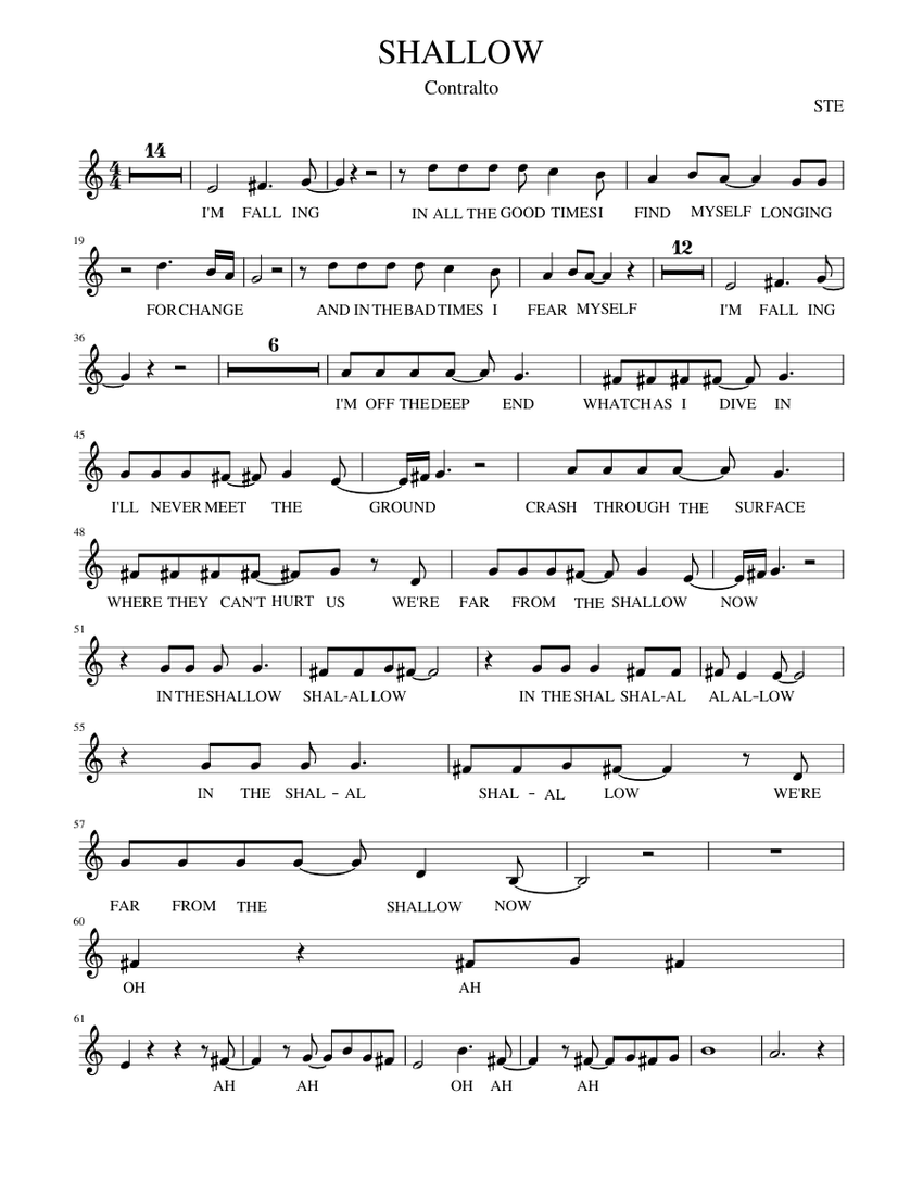 SHALLOW contralto Sheet music for Piano (Solo) Easy | Musescore.com