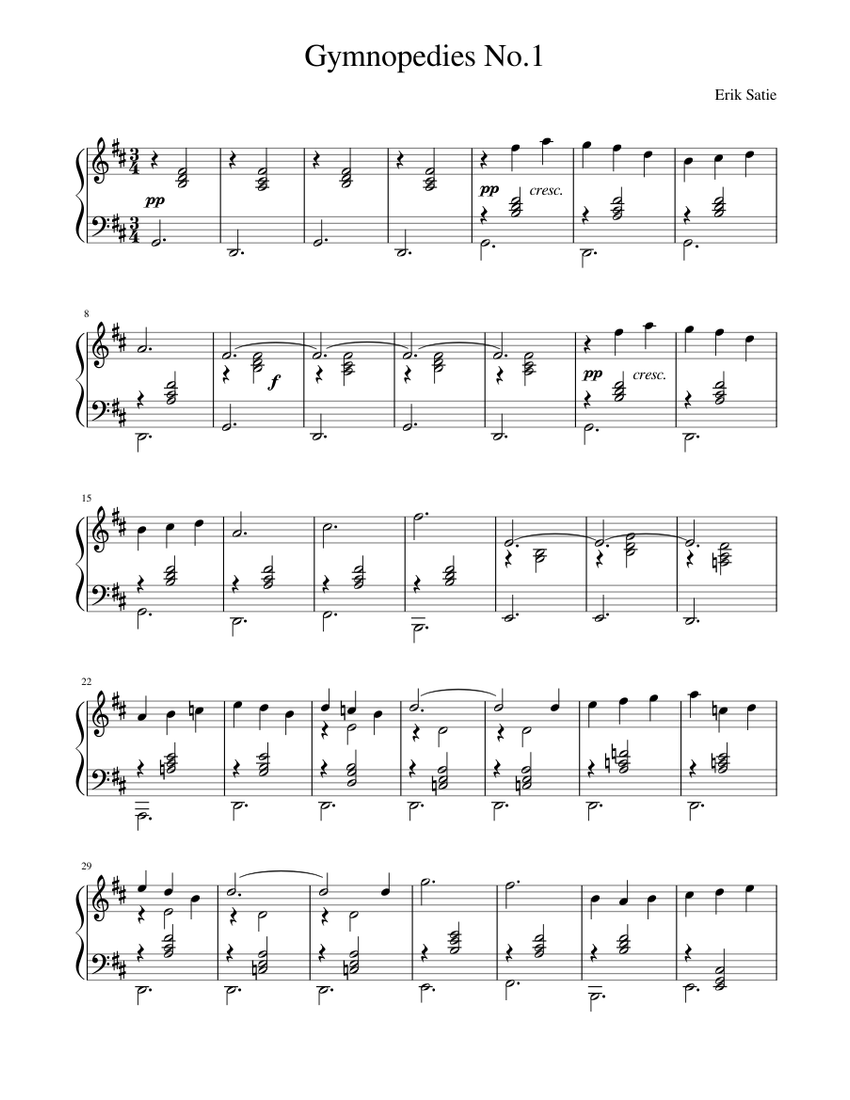 Gymnopedies No.1 Sheet music for Piano (Solo) Easy | Musescore.com