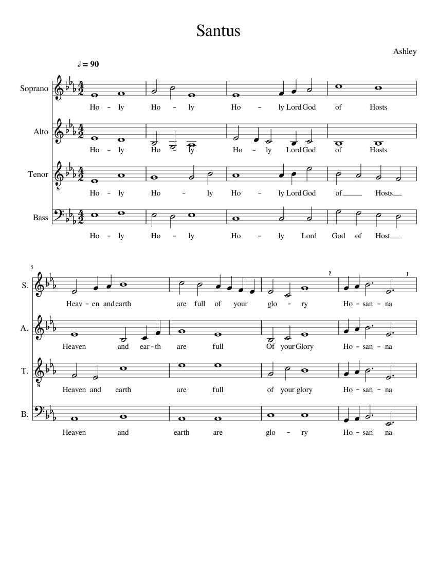 sanctus Sheet music for Soprano, Tenor, Alto, Bass (Choral) | Download ...