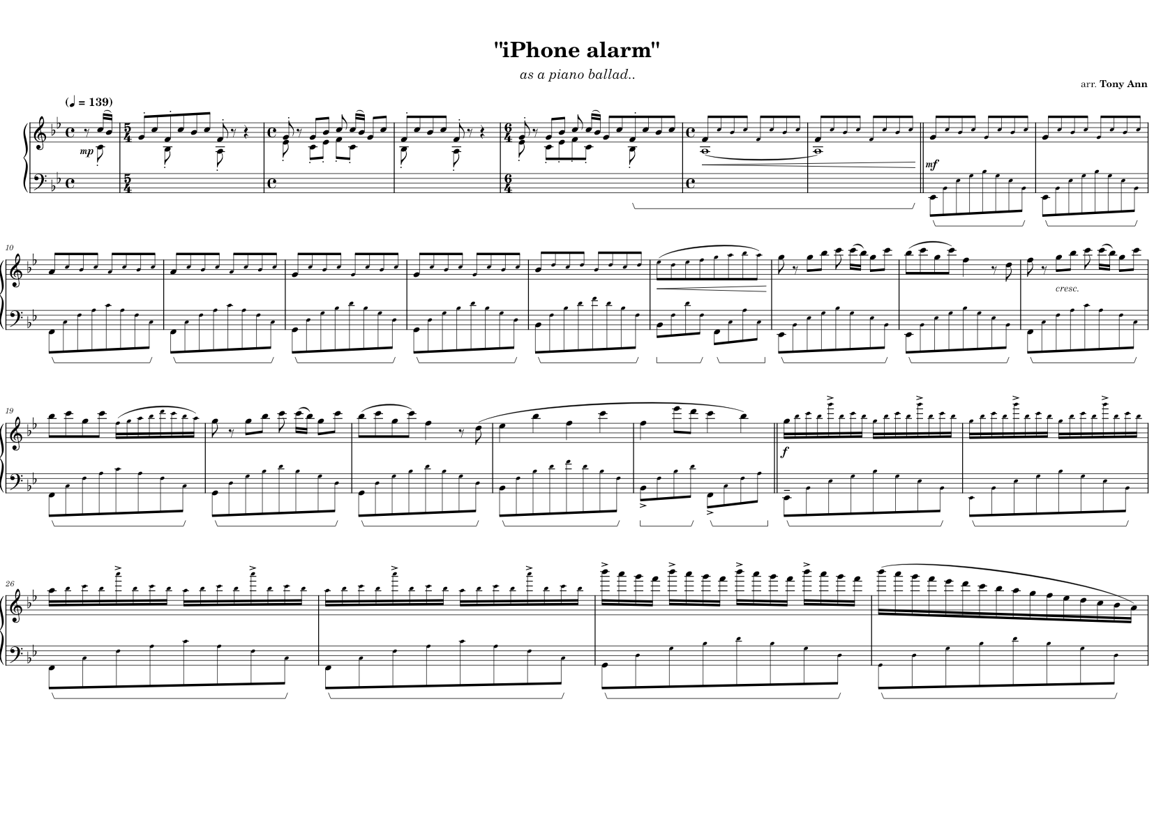 IPhone Alarm as a Piano Ballad – Tony Ann Sheet Music for Piano (Solo ...
