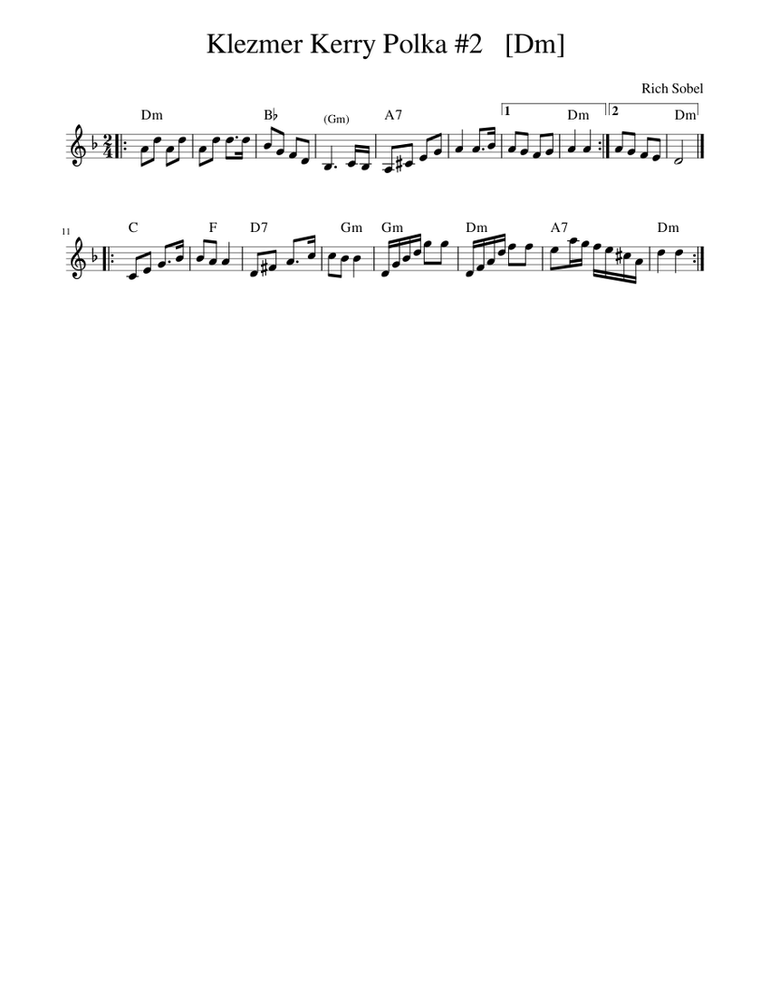 Rich Sobel - Klezmer Kerry Polka #2 Sheet music for Piano (Solo ...