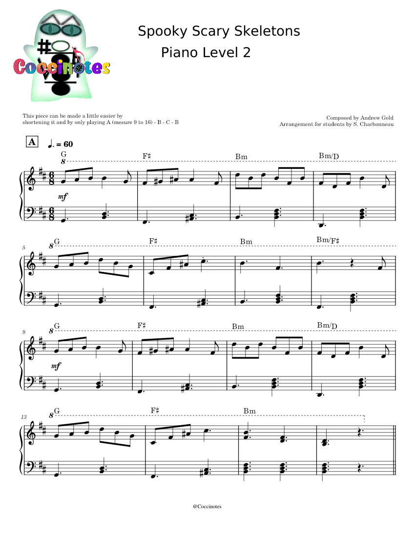 Spooky scary skeletons – Piano Level 2 Sheet music for Piano (Solo ...
