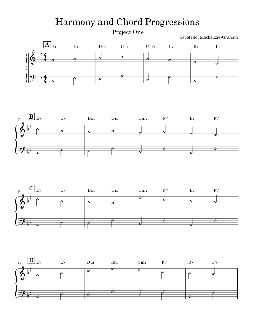 Harmony & Chord Progress Project One 100823 Sheet music for Piano (Solo) Easy | Musescore.com