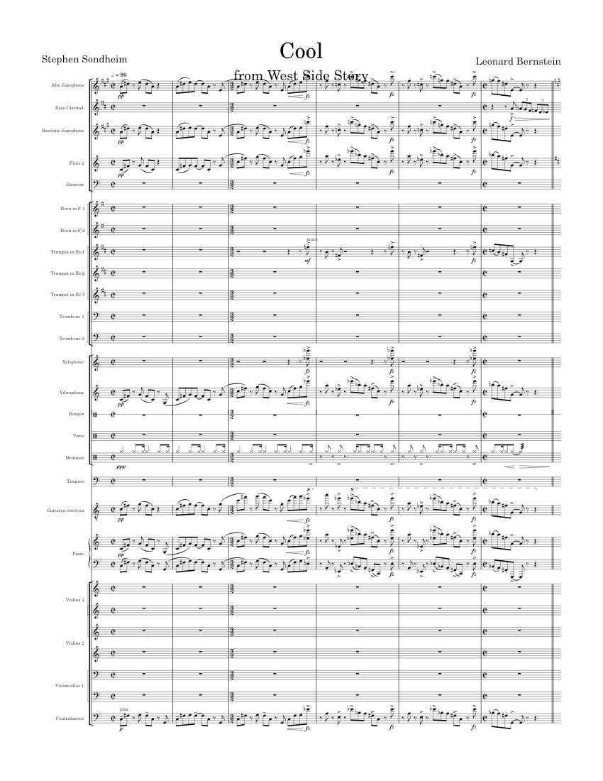 Cool - West Side Story – Leonard Bernstein Sheet Music for Piano ...