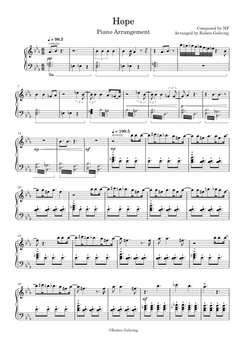Hope – NF Sheet music for Piano (Solo) | Musescore.com