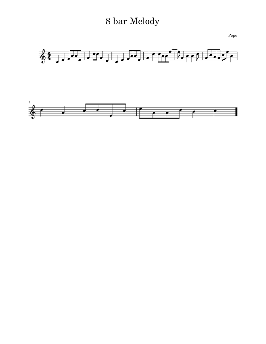 8 bar Melody Sheet music for Piano (Solo) | Musescore.com