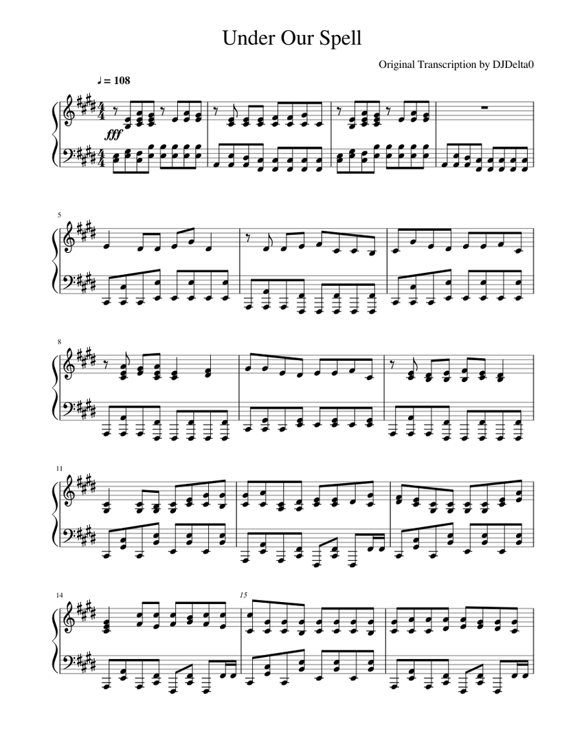 Under Our Spell Sheet music for Piano (Solo) | Musescore.com