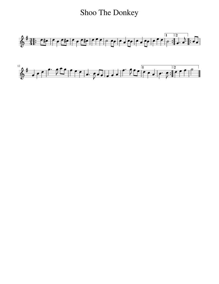 Shoo The Donkey Sheet music for Piano (Solo) Easy | Musescore.com