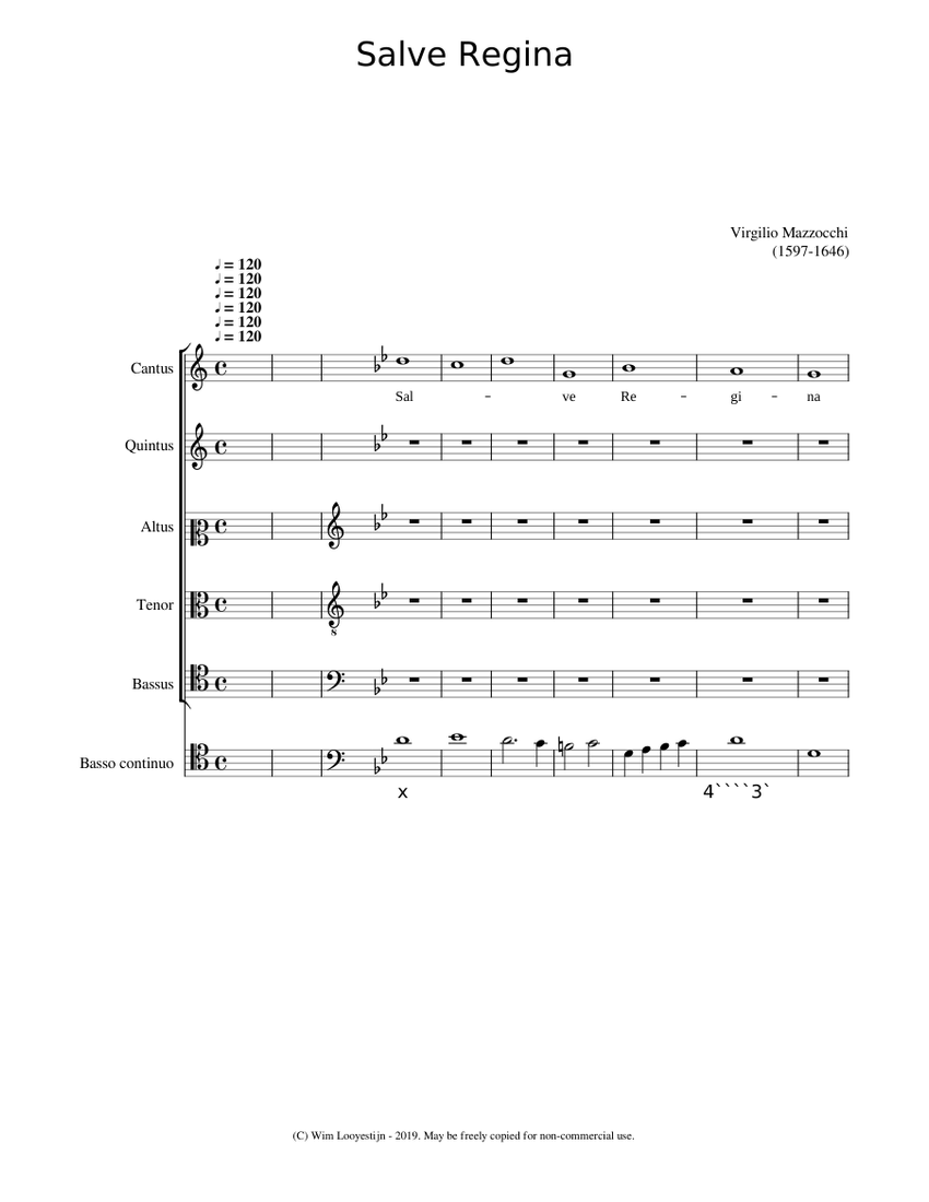 Salve Regina - Virgilio Mazzocchi Sheet music for Piano, Tenor (Mixed Ensemble) | Musescore.com